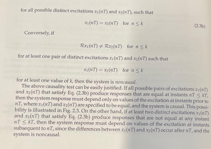 Solved 2.2.3 Causality A discrete-time system is said to be | Chegg.com
