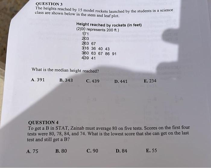 Solved QUESTION 3 The heights reached by 15 model rockets | Chegg.com