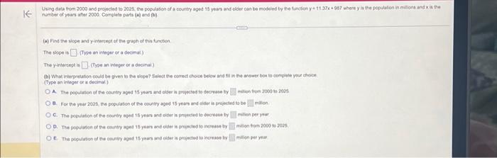 Solved Using data from 2000 and projected to 2025, the | Chegg.com