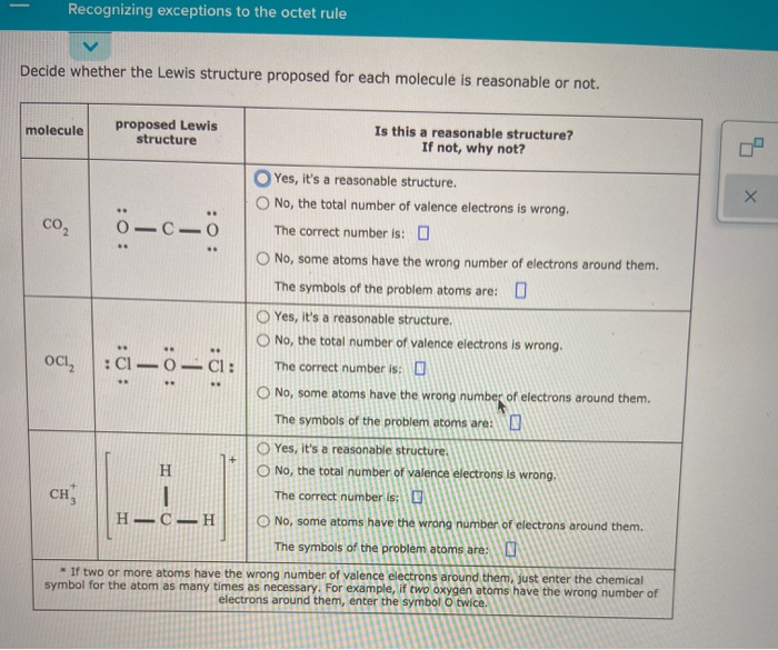 Solved Recognizing exceptions to the octet rule Decide | Chegg.com