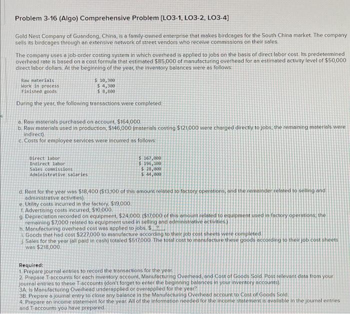 Solved Problem 3-16 (Algo) Comprehensive Problem [LO3-1, | Chegg.com Solved Problem 3-16 (Algo) Comprehensive Problem [LO3-1, | Chegg.com