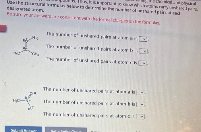 Solved Use the structural formulas below to designated atom. | Chegg.com