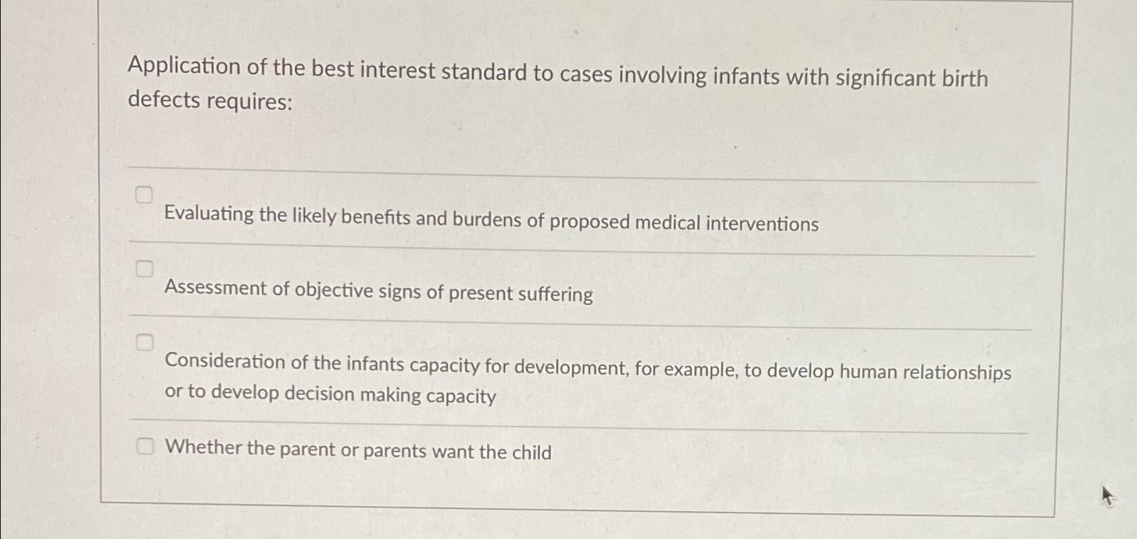 Solved Application of the best interest standard to cases | Chegg.com