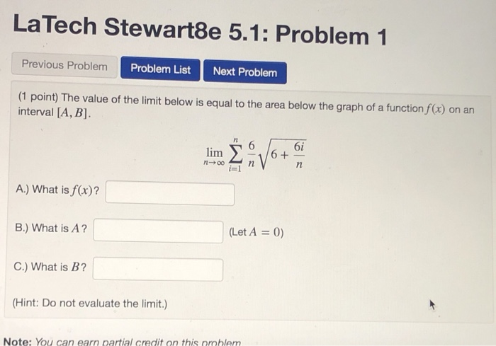 Solved La Tech Stewart8e 5.1: Problem 1 Previous Problem | Chegg.com