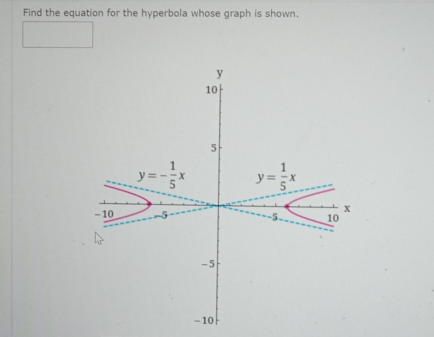 Solved Find the equation for the hyperbola whose graph is | Chegg.com