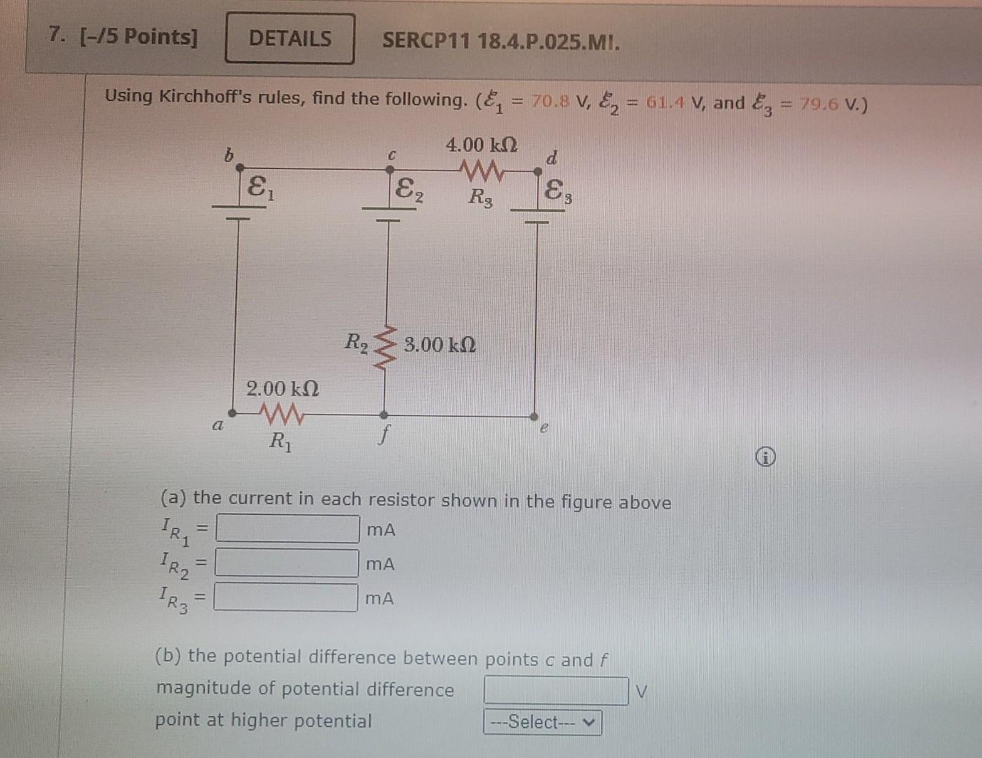 Solved Using Kirchhoff's rules, find the following. ( | Chegg.com Solved Using Kirchhoff's rules, find the following. ( | Chegg.com