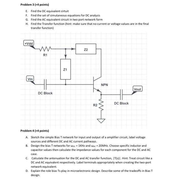 Solved Problem 3 ( +4 points) E. Find the DC equivalent | Chegg.com