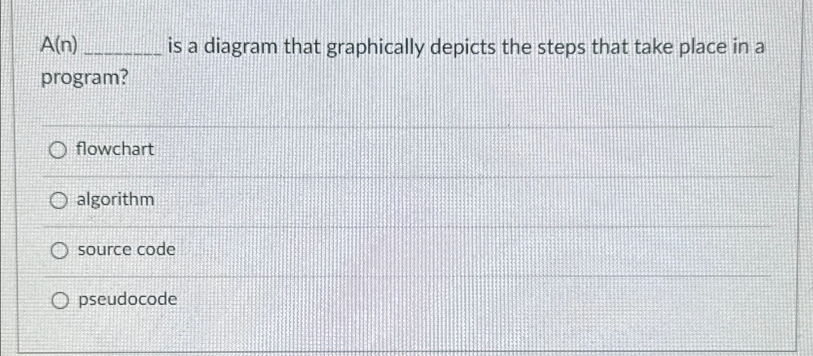 Solved A(n) ﻿is a diagram that graphically depicts the steps | Chegg.com