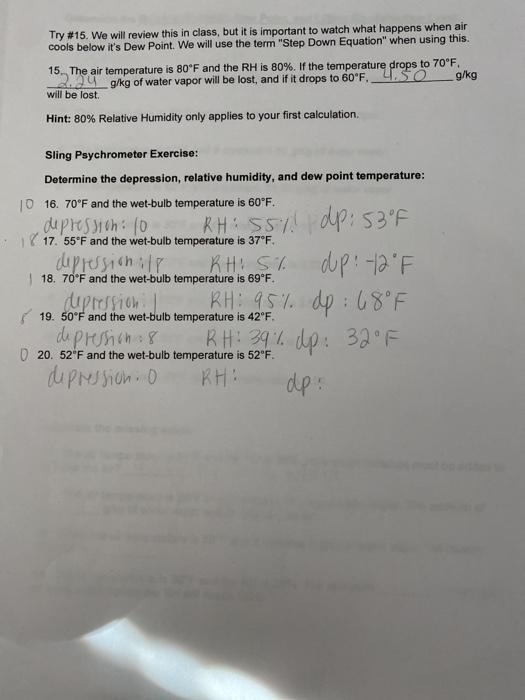 Solved Determine the Relative Humidity. Dew Point, and | Chegg.com