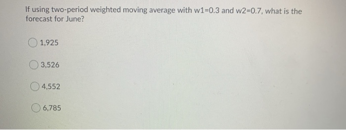 Solved If using two-period weighted moving average with | Chegg.com