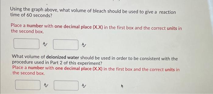 GRAPH 1: reaction time vs bleach volume Using the | Chegg.com