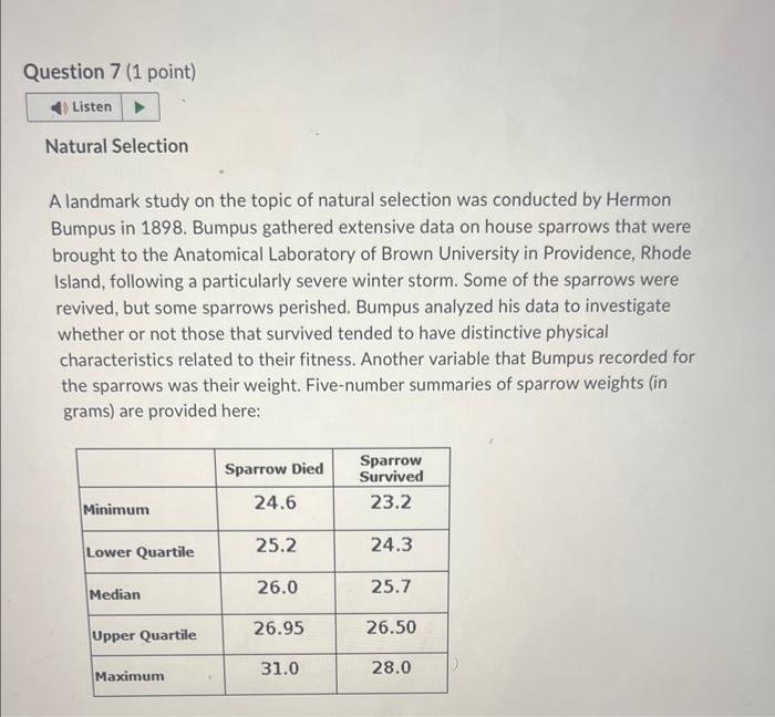 Solved A landmark study on the topic of natural selection | Chegg.com