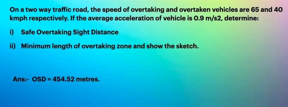 Solved On a two way traffic road, the speed of overtaking | Chegg.com