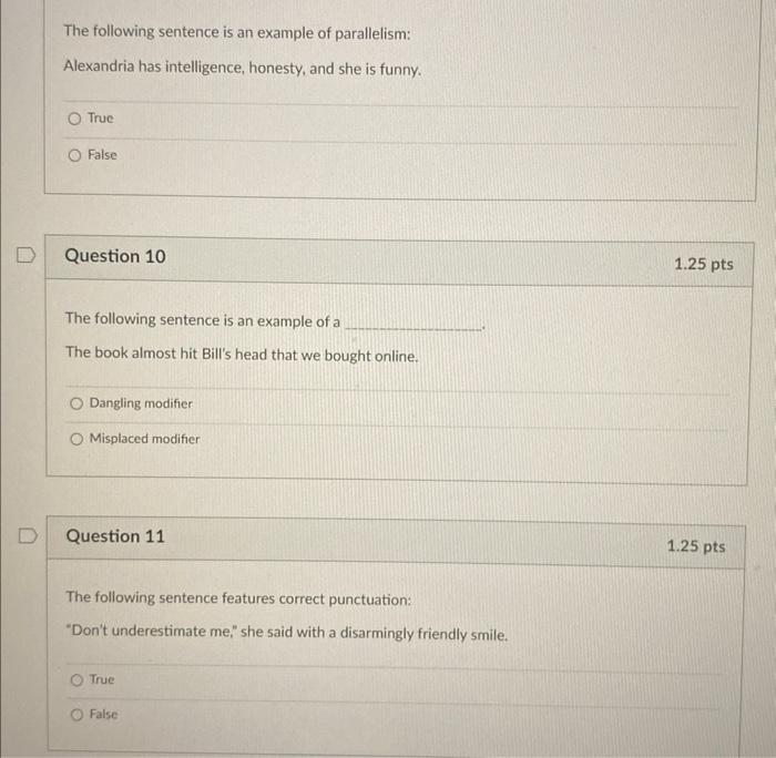 The following sentence is an example of parallelism: | Chegg.com