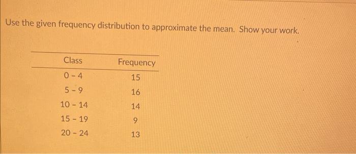 Solved Use the given frequency distribution to approximate | Chegg.com