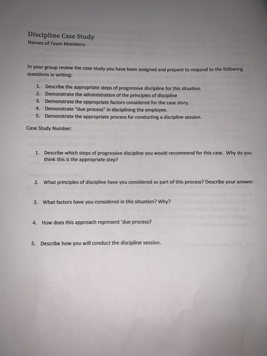 Solved Discipline Case Studies Case 1 - What a Mess! | Chegg.com