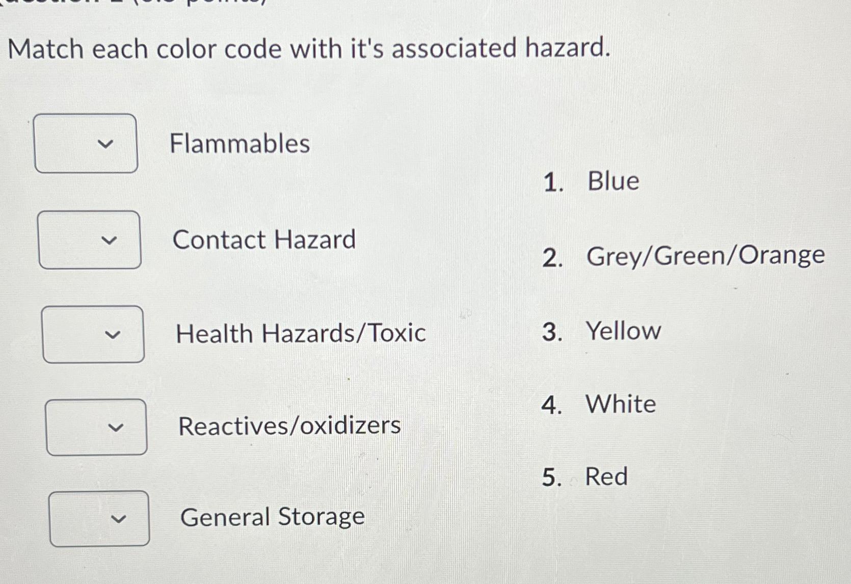Solved Match each color code with it's associated | Chegg.com