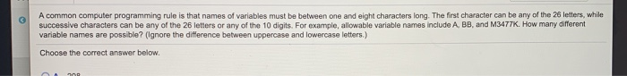 Solved A Common Computer Programming Rule Is That Names Of 7481