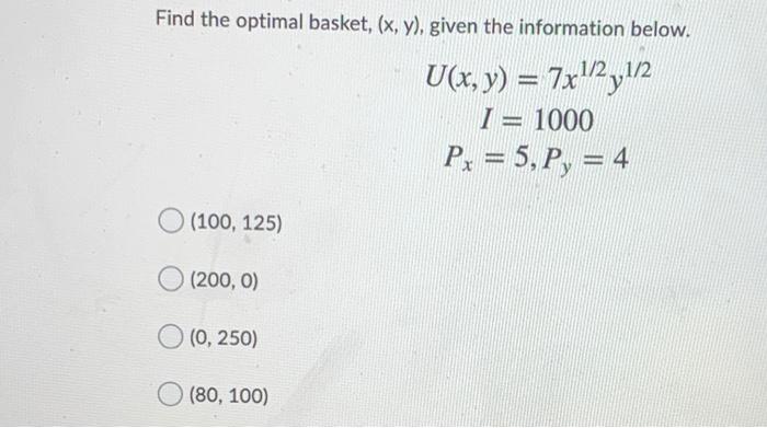 Solved What are the two types of optimal baskets. Interior | Chegg.com