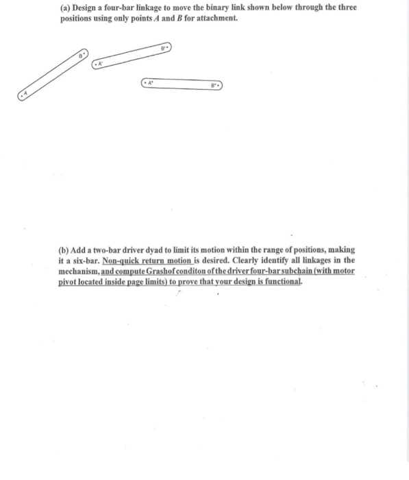 Solved (a) Design a four-bar linkage to move the binary link | Chegg.com