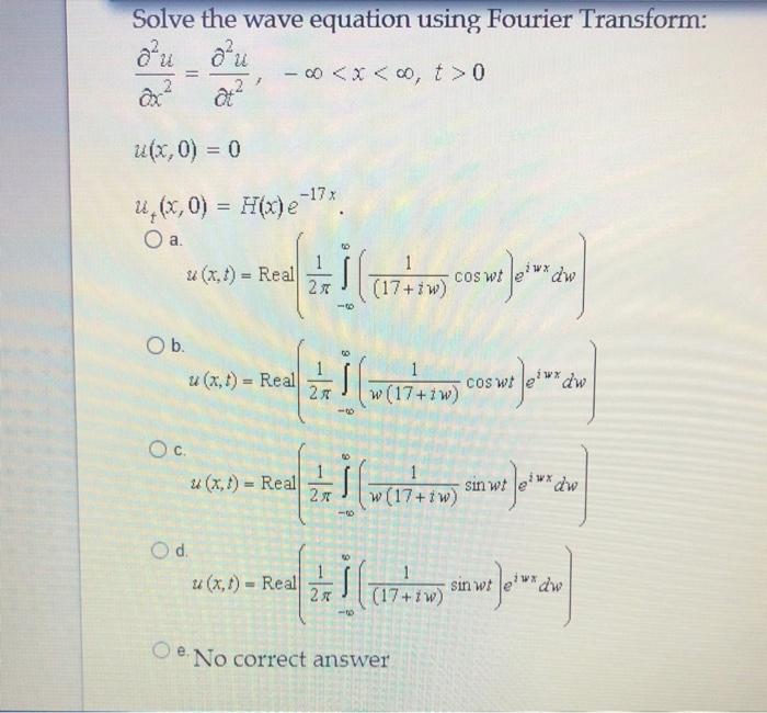 Solved Solve the wave equation using Fourier Transform: ou | Chegg.com