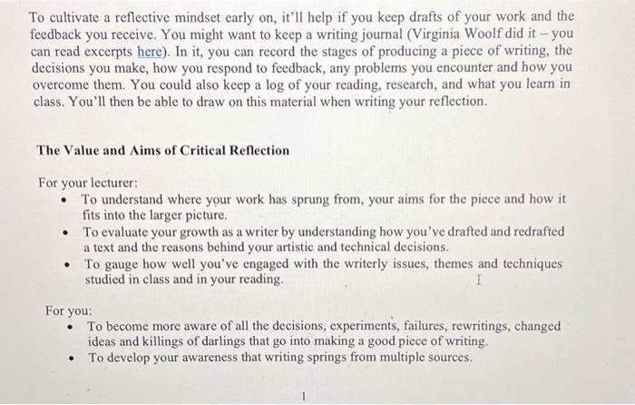 Solved WRITING YOUR CRITICAL REFLECTION Priscilla Morris | Chegg.com