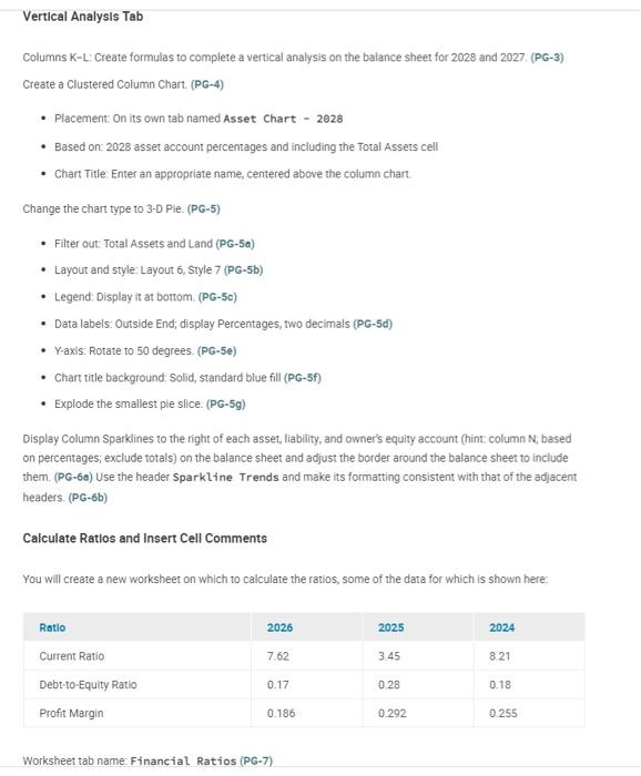 Solved Vertical Analysis Tab Columns K-L: Create formulas to | Chegg.com