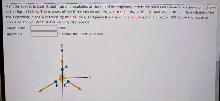 Solved A model rocket is shot straight up and explodes at | Chegg.com