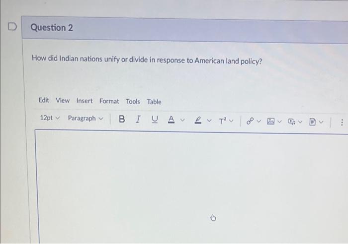 How did Indian nations unify or divide in response to | Chegg.com