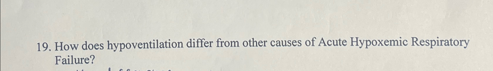 Solved How does hypoventilation differ from other causes of | Chegg.com