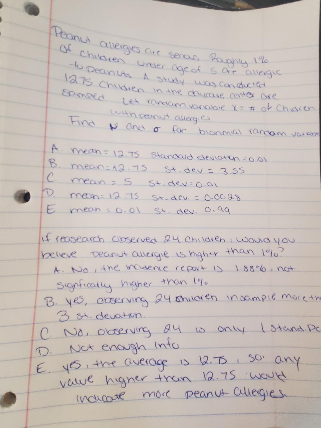 Solved Deanut A study was conducted 1275 Children in the | Chegg.com