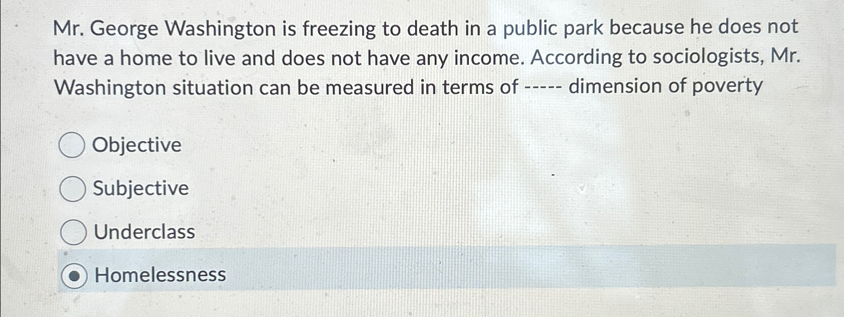 Solved Mr. ﻿George Washington is freezing to death in a | Chegg.com
