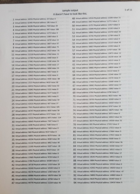 Solved Virtual Memory Manager Project in C. write a program | Chegg.com