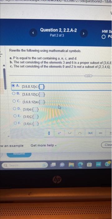 Solved Rewrite the following using mathematical symbols. a. | Chegg.com