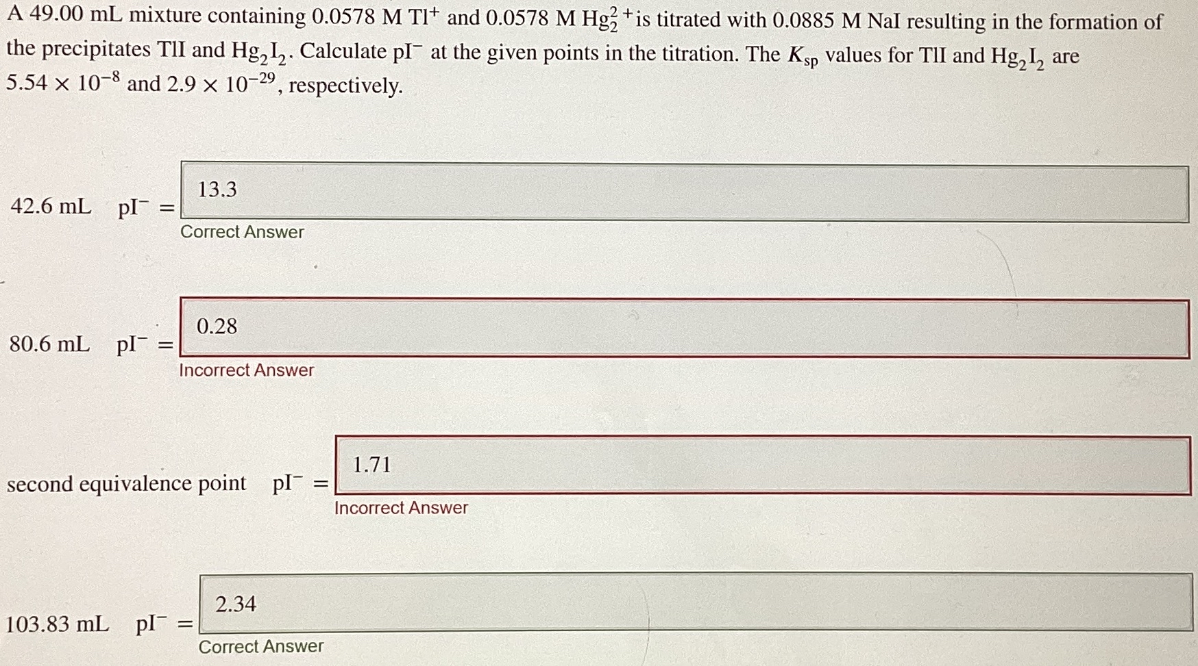 A 49.00 ﻿mL mixture containing 0.0578MTl and | Chegg.com