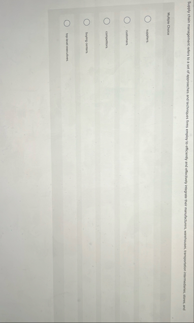 Solved Supply chain management refers to a set of approaches | Chegg.com