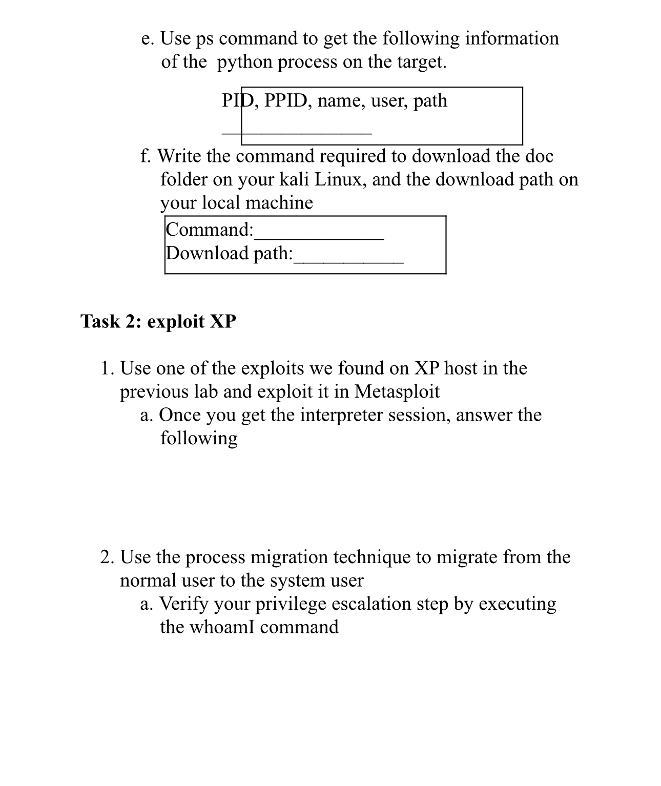 Solved e. ﻿Use ps command to get the following information | Chegg.com