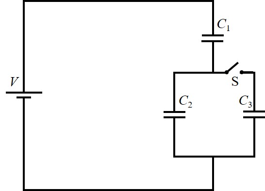 Solved The diagram shows three capacitors, an ideal battery, | Chegg.com