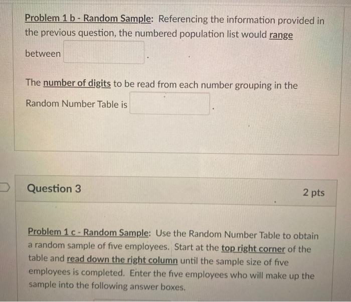 Problem 1: Random Number Table Answer Questions 1 -6 | Chegg.com