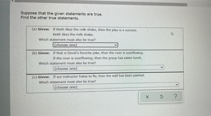 Solved Suppose that the given statements are true. Find the | Chegg.com