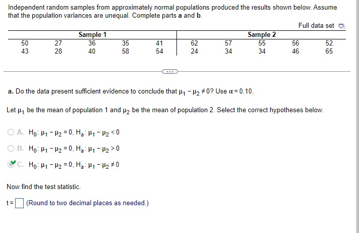 Solved Independent random samples from approximately normal | Chegg.com
