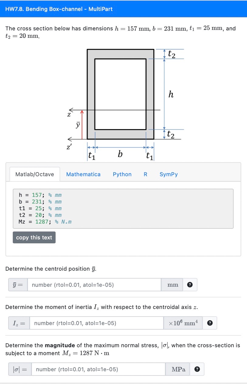 Solved The cross section below has dimensions | Chegg.com