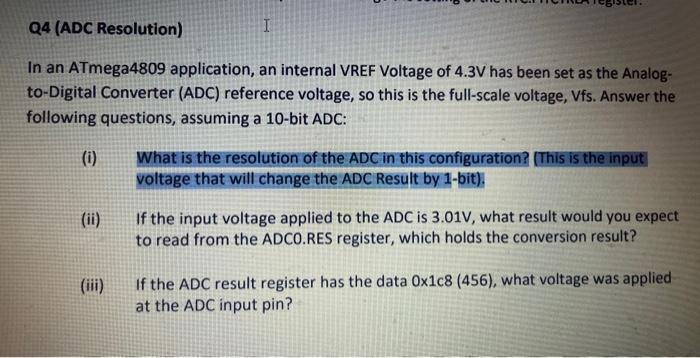 Solved In an ATmega4809 application, an internal VREF | Chegg.com