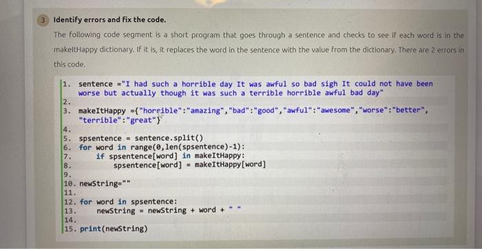 Solved You will use your knowledge of sets and dictionaries | Chegg.com