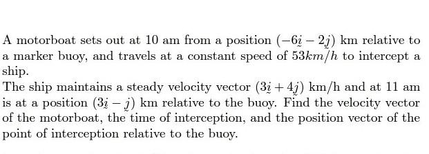 Solved A motorboat sets out at 10 am from a position (-61 – | Chegg.com