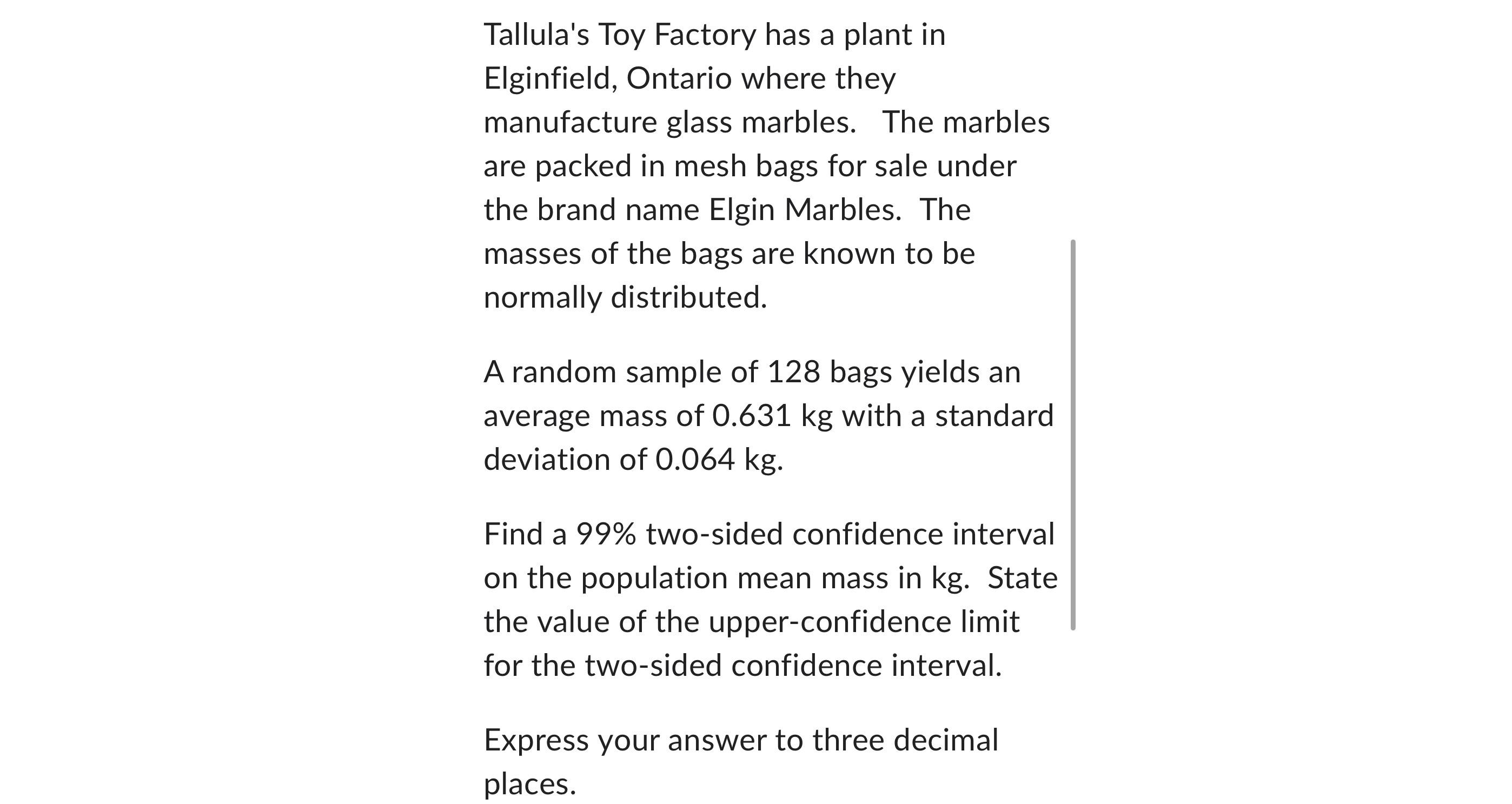Solved Tallula's Toy Factory has a plant in Elginfield, | Chegg.com