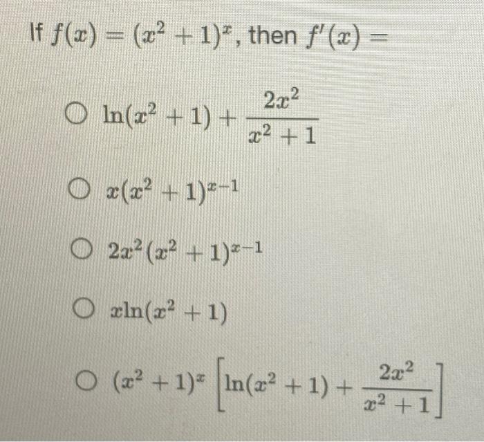 Solved f(x)=(x2+1)x, then | Chegg.com