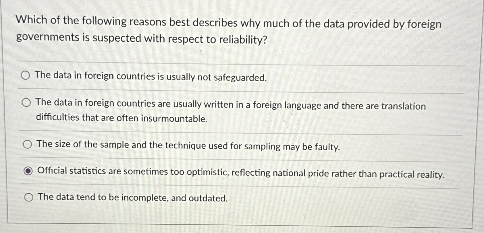 Solved Which of the following reasons best describes why | Chegg.com