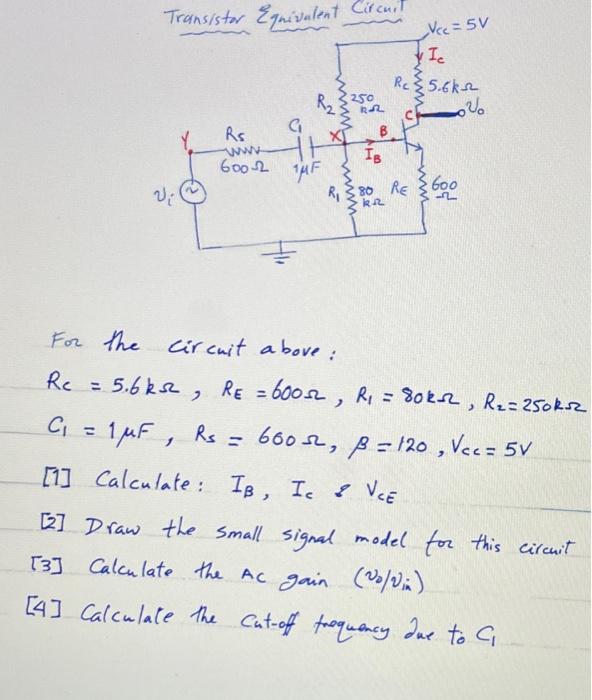 Solved For the circuit above: | Chegg.com