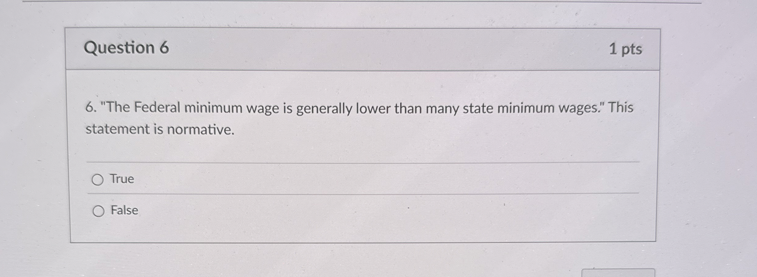 Solved Question 61 ﻿pts"The Federal minimum wage is | Chegg.com